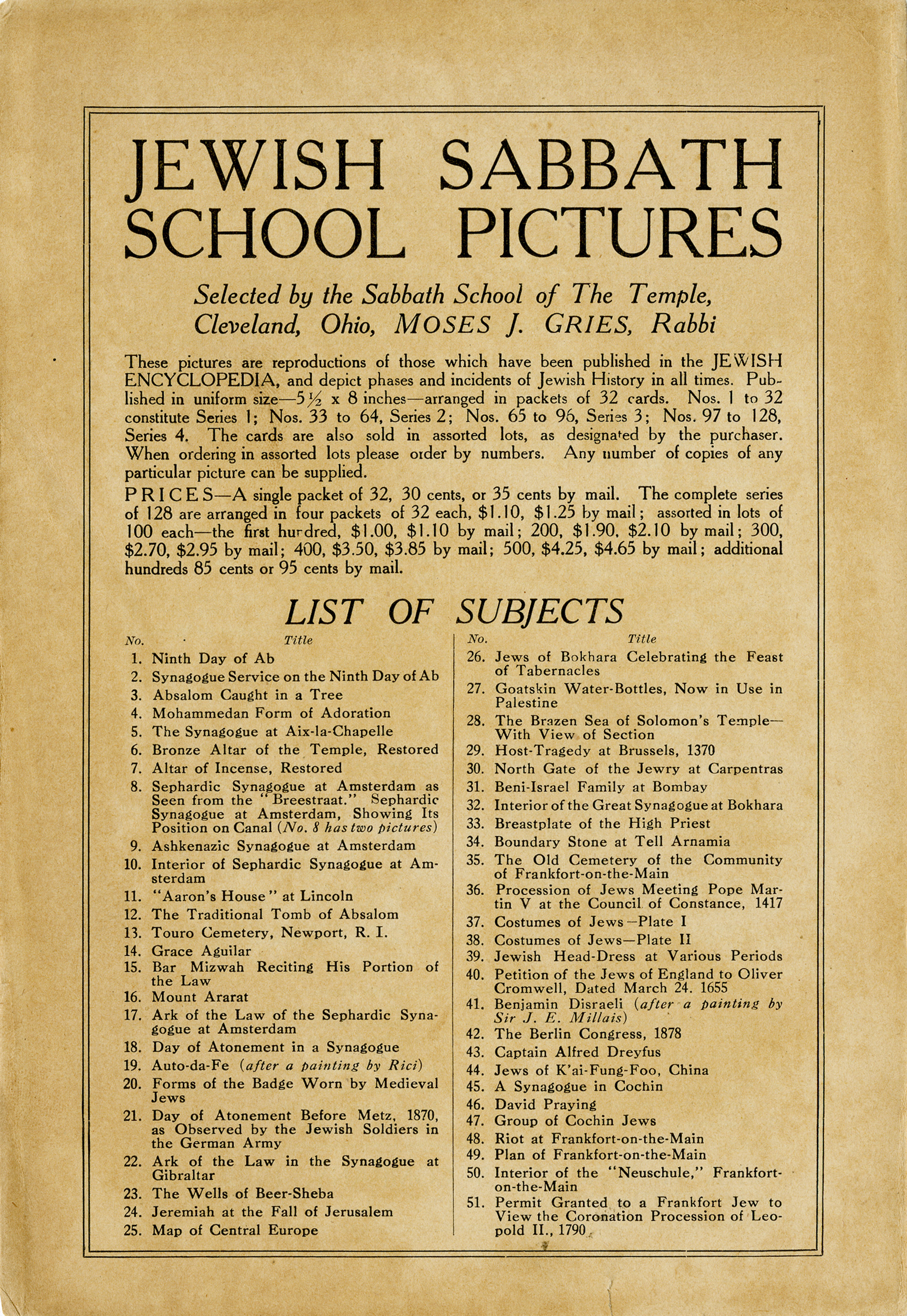 Jewish Sabbath-School Pictures - The Life of the Synagogue